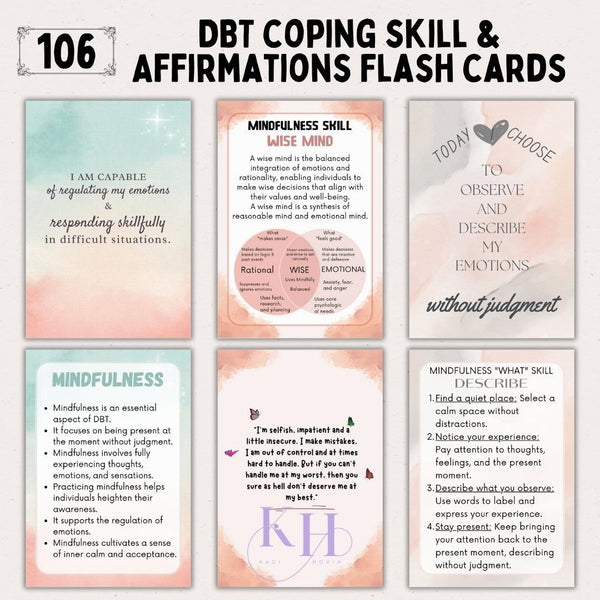 DBT coping skills & Affirmations Flash cards (PDF) – HoriaKadi